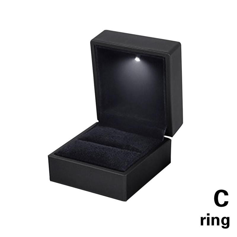 Jewelry Box With LED Light For Engagement Wedding Festival Box Ring ...