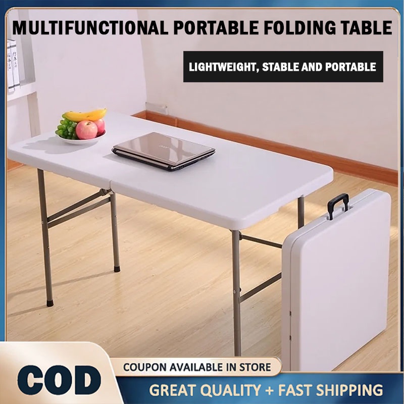 Folding Table Utility Fold-in-Half Portable Plastic Picnic Party Dining ...