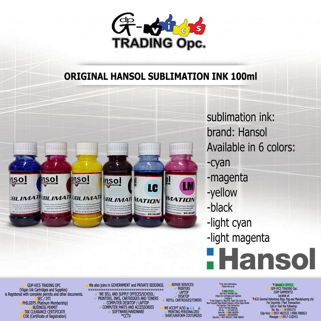 ORIGINAL HANSOL SUBLIMATION INK 100ml | Shopee Philippines