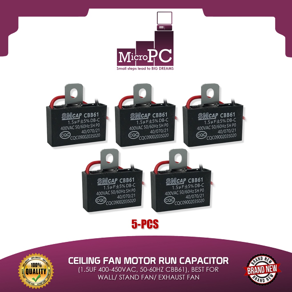 CEILING FAN MOTOR RUN CAPACITOR (1.5UF 400VAC, 50-60HZ CBB61), BEST FOR ...
