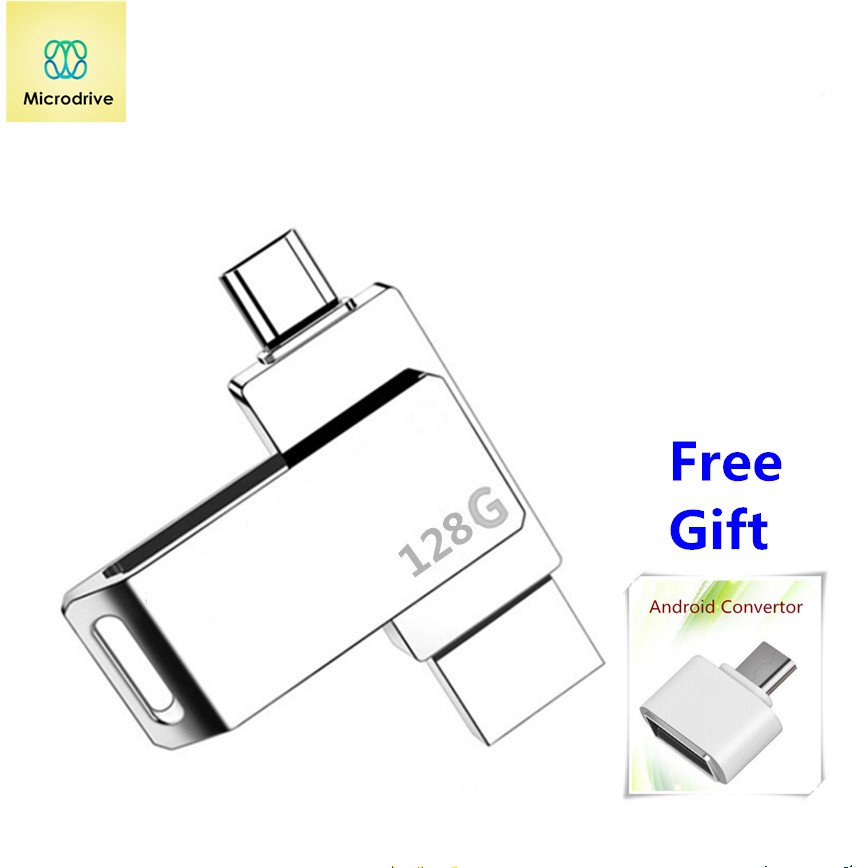2 In 1 Metal 128GB USB 2.0 Micro USB OTG Dual USB Flash Memory Drive ...