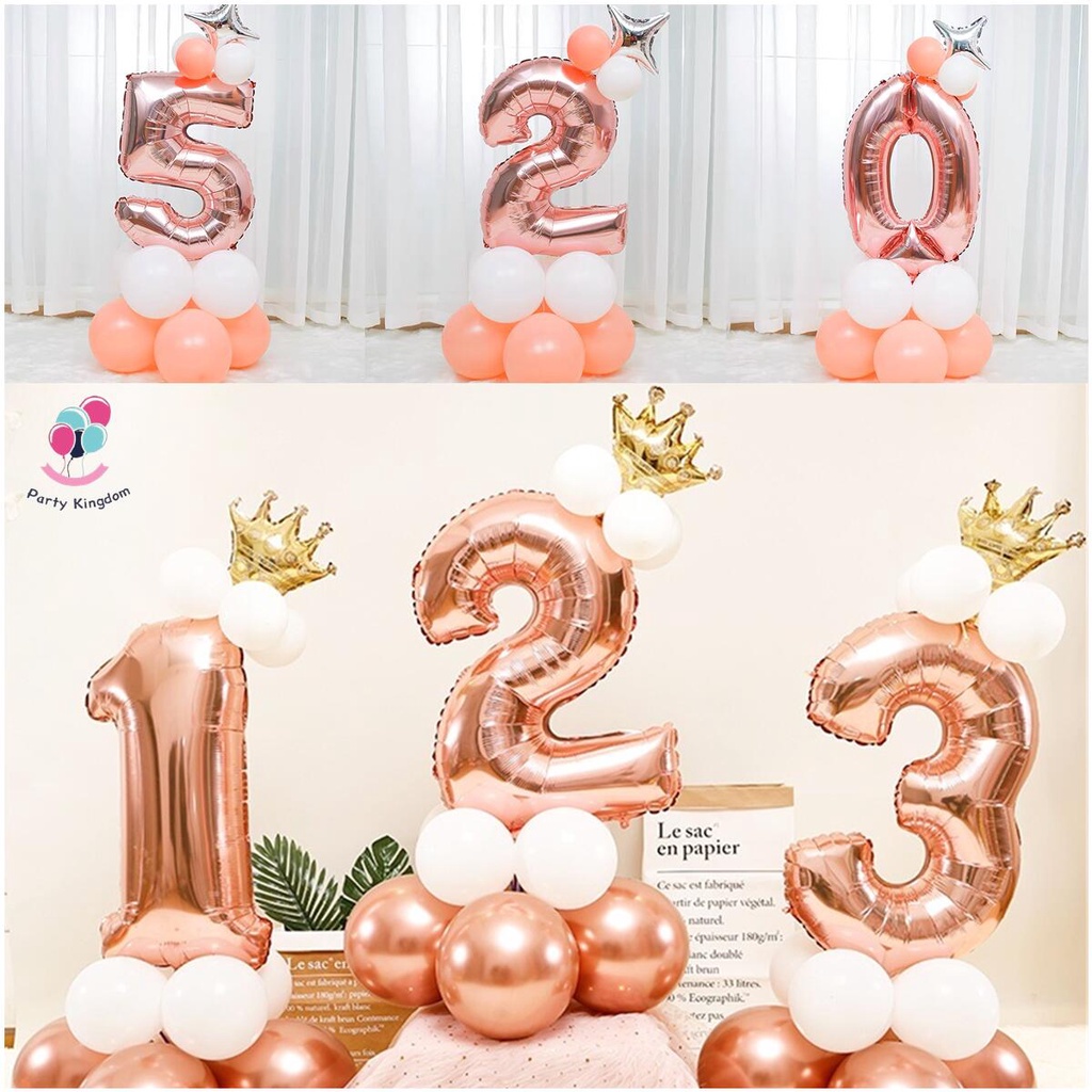 1Set 32inch Rose Gold Number Set Digital Foil Balloons Birthday ...