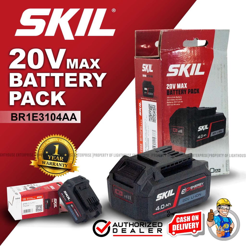 SKIL 20V 4.0Ah Lithium-Ion Max Battery Pack (BR1E3104AA) *LIGHTHOUSE ENTERPRISE* | Shopee ...