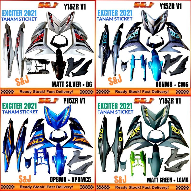 YAMAHA Y15 Y15zr V1 V2 Exciter 2021 Body Cover set (Sticker Tanam) HLD COLOUR PART | Shopee ...
