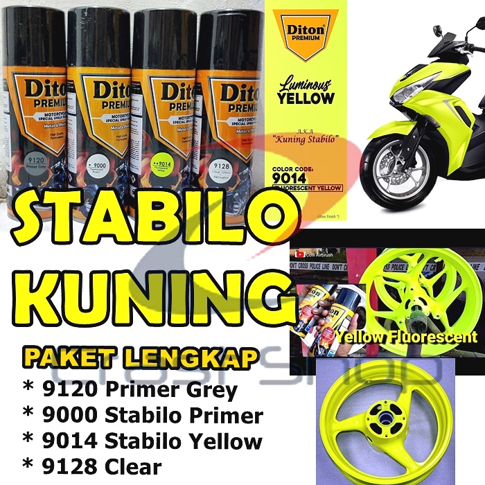 Complete Package of Pilox Diton Premium Paint 9014 Fluorescent Yellow ...