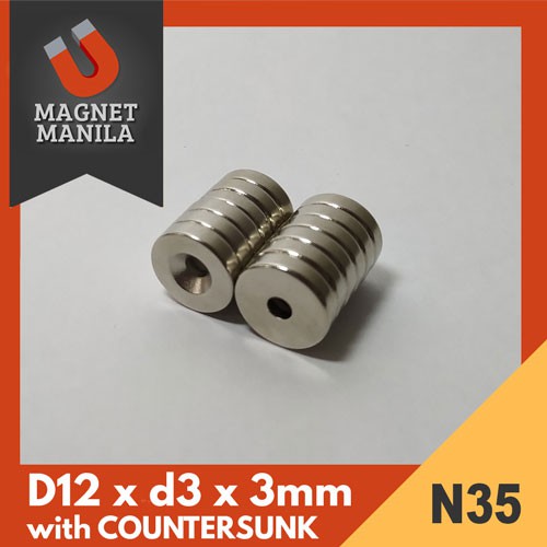 Magnet Manila 10pcs D12mm X D3mm 3mm N35 Countersunk Neodymium Super ...