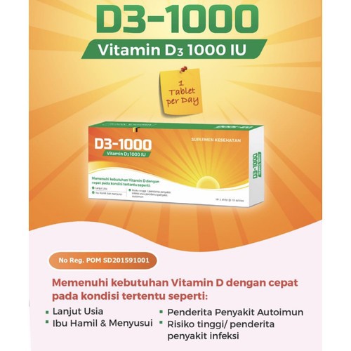 [ 1 BOX ] D3-1000 IU Pyridam Farma Vitamin D Supplement contains 30 ...