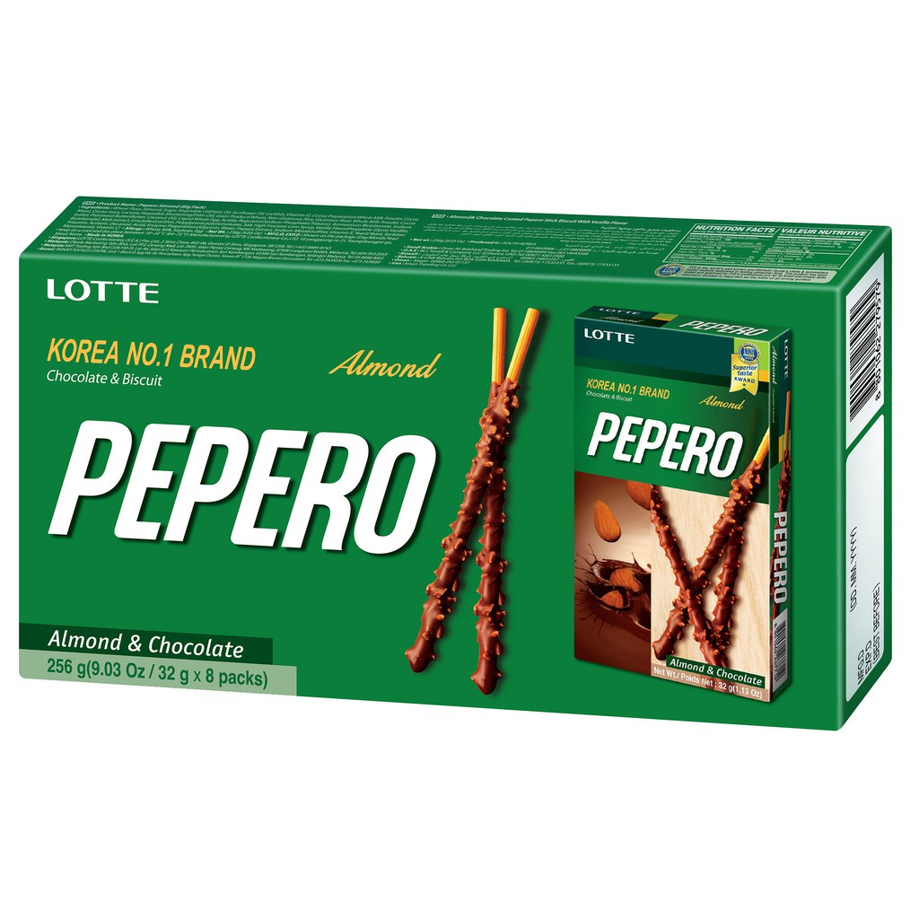 Lotte, Pepero - Almond & Chocolate 8 packs x 32g | Shopee Philippines