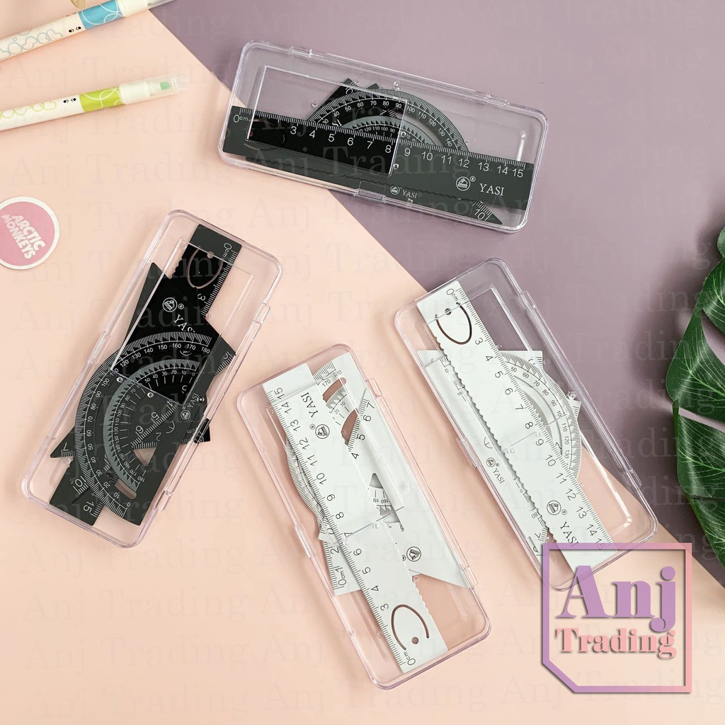 4 Pcs Japan Style Geometry Plastic Ruler Set Protractor Ruler Tool Set ...