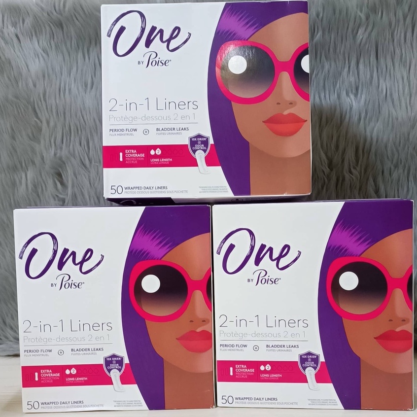 One by Poise Panty Liners (2-in-1 Period & Bladder Leakage Daily Liner ...