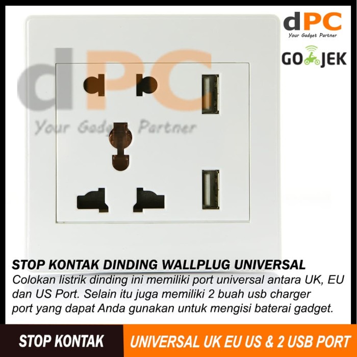 Universal Wall Plug And 2-Port Wall Plug Socket - Gold | Shopee Philippines