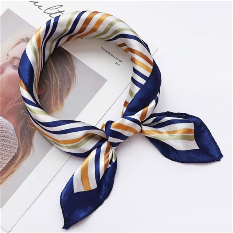 Women Scarf Silk Feeling Hair Neck Scarves Square Brand Office Printing ...