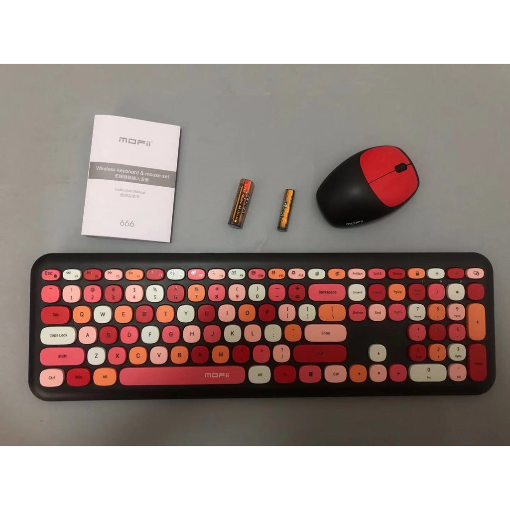 Original Mofii 666 Mixed Color Keycap 2 4ghz Wireless Keyboard And Mouse Combo Set For Home