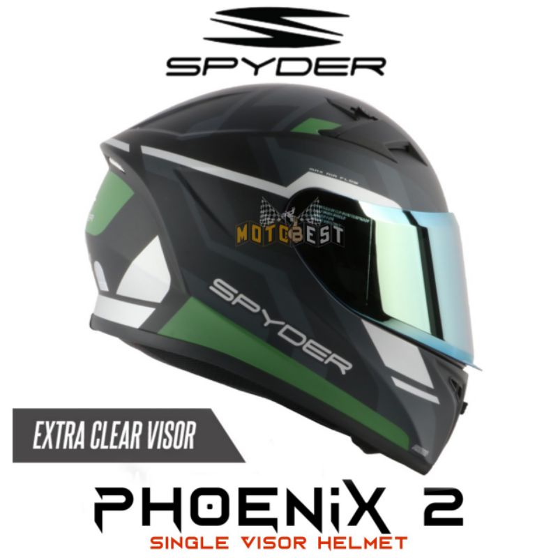 SPYDER Phoenix 2 Fullface Helmet S6 w/ Free Extra Clear Visor | Shopee ...