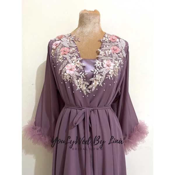 BRIDAL ROBE WITH SOFTULLE RAFFLES CHIFFON | Shopee Philippines