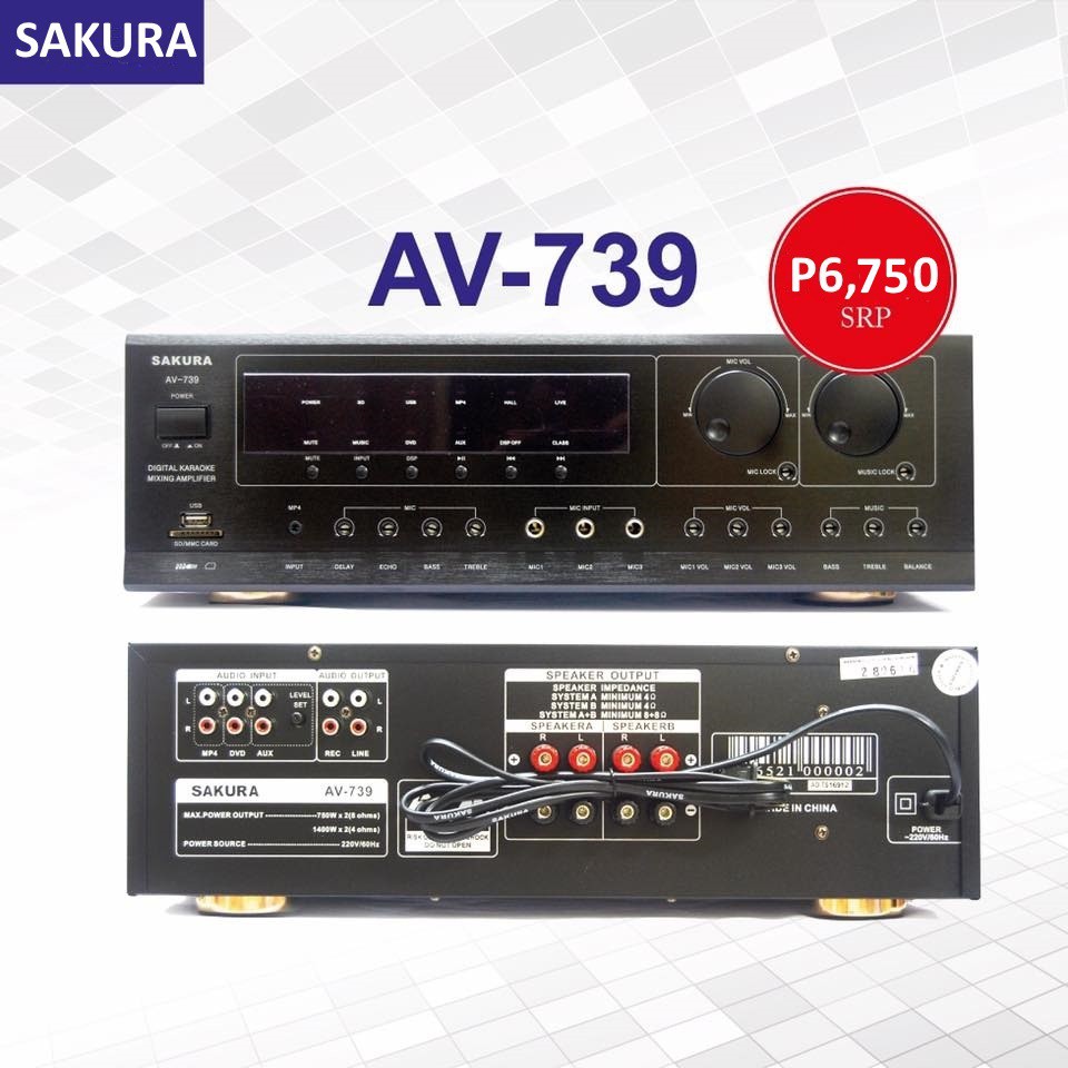 Sakura AV-739 750W X 2 Karaoke Mixing Amplifier | Shopee Philippines