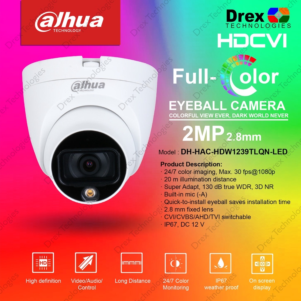 DAHUA DH-HAC-HDW1239TLQN-A-LED-0280B-S2 - Lite Plus 2MP 24/7 Full Color ...