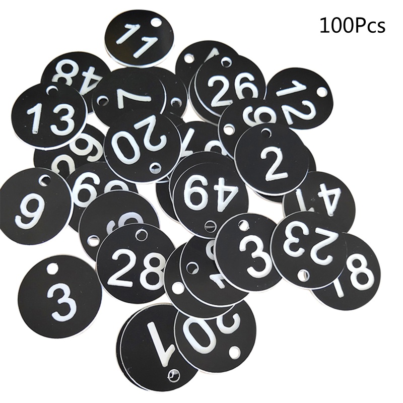 Fine Set of 100 Acrylic ID Number Tags Locker for Key Labels Office ...