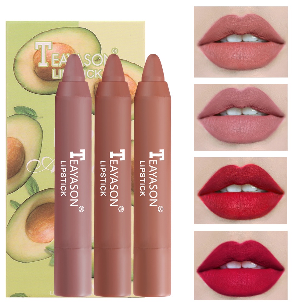 TEAYASON 3Pcs/Set Matte Velvet Lipstick Waterproof Non-stick Cup Smooth ...