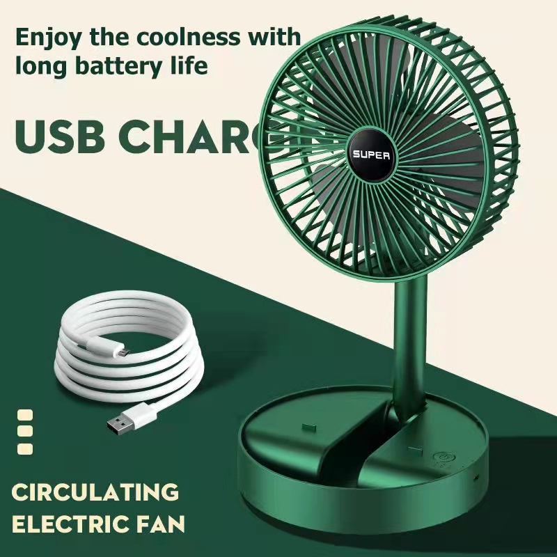 UN Desk Electric Fan Small folding fan with USB charging retractable 3 ...