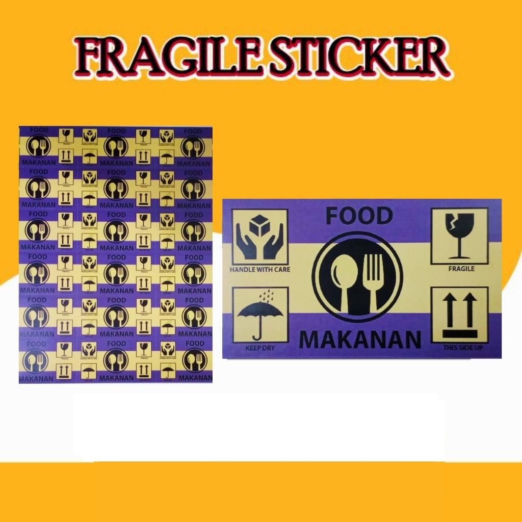 BUY 10 FREE 1 STIKER FRAGILE MAKANAN / FOOD STICKER FRAGILE / STICKER ...