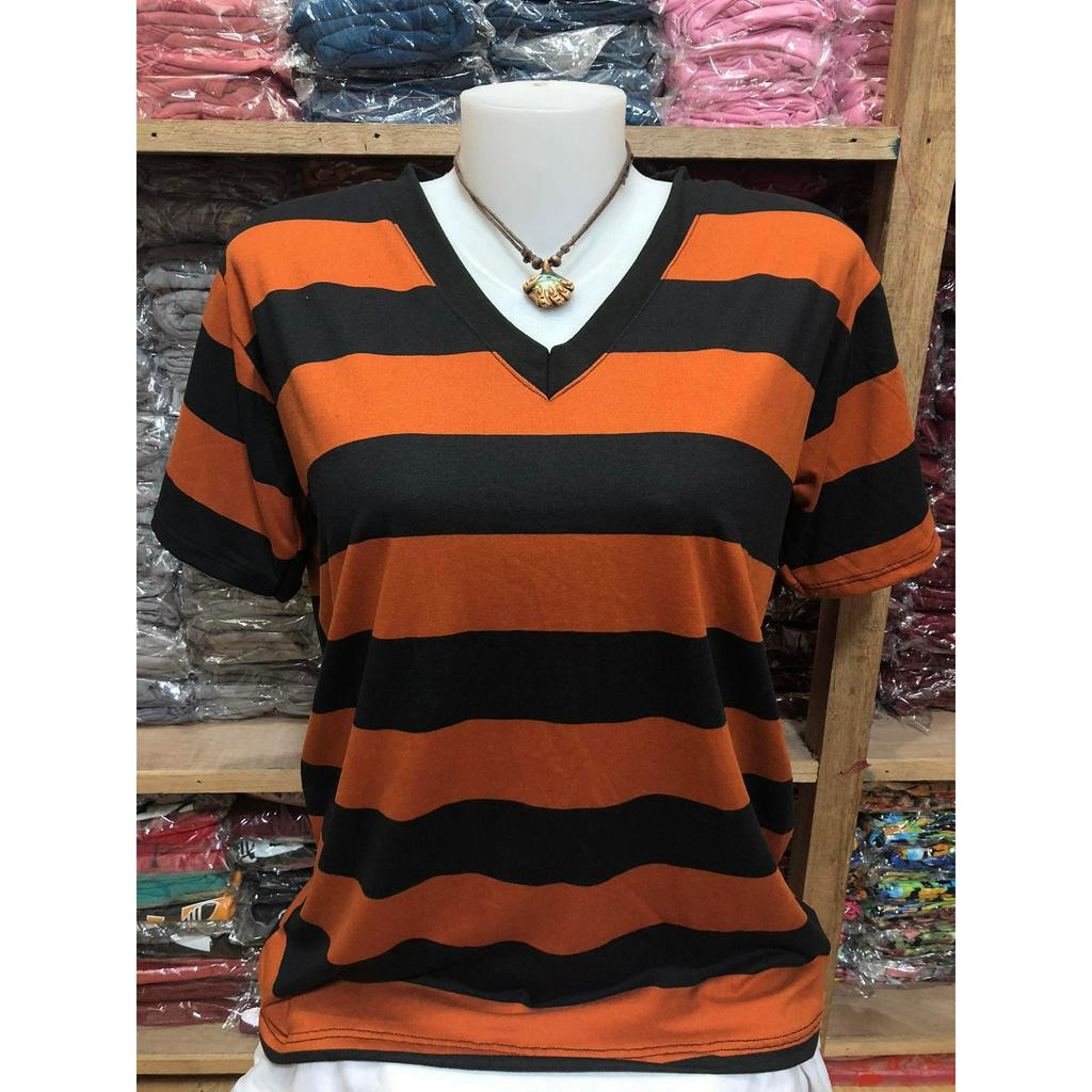 DAILY BASIC XL V-NECK SHIRTS STRIPE (direct supplier) | Shopee Philippines