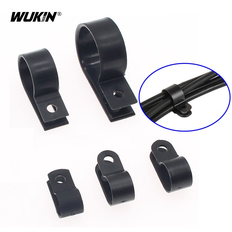 20Pcs Black R-Type Nylon Cable Clamp 1/8 1/4 3/8 inch UV Resistant Wire ...