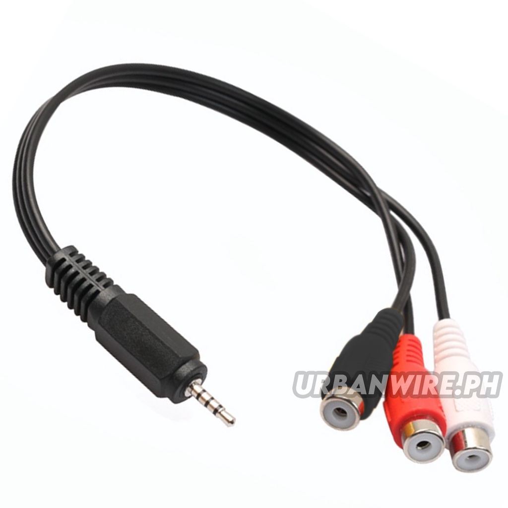 3.5mm Mini AV Male To 3 RCA Female Audio Video Cable adapter | Shopee ...