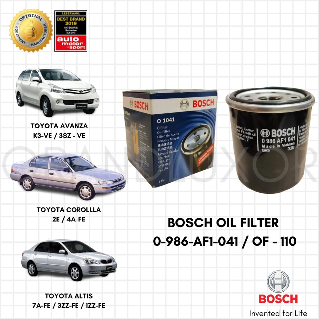 Bosch Oil Filter O1041 for Toyota Avanza, Toyota Corolla and Toyota ...