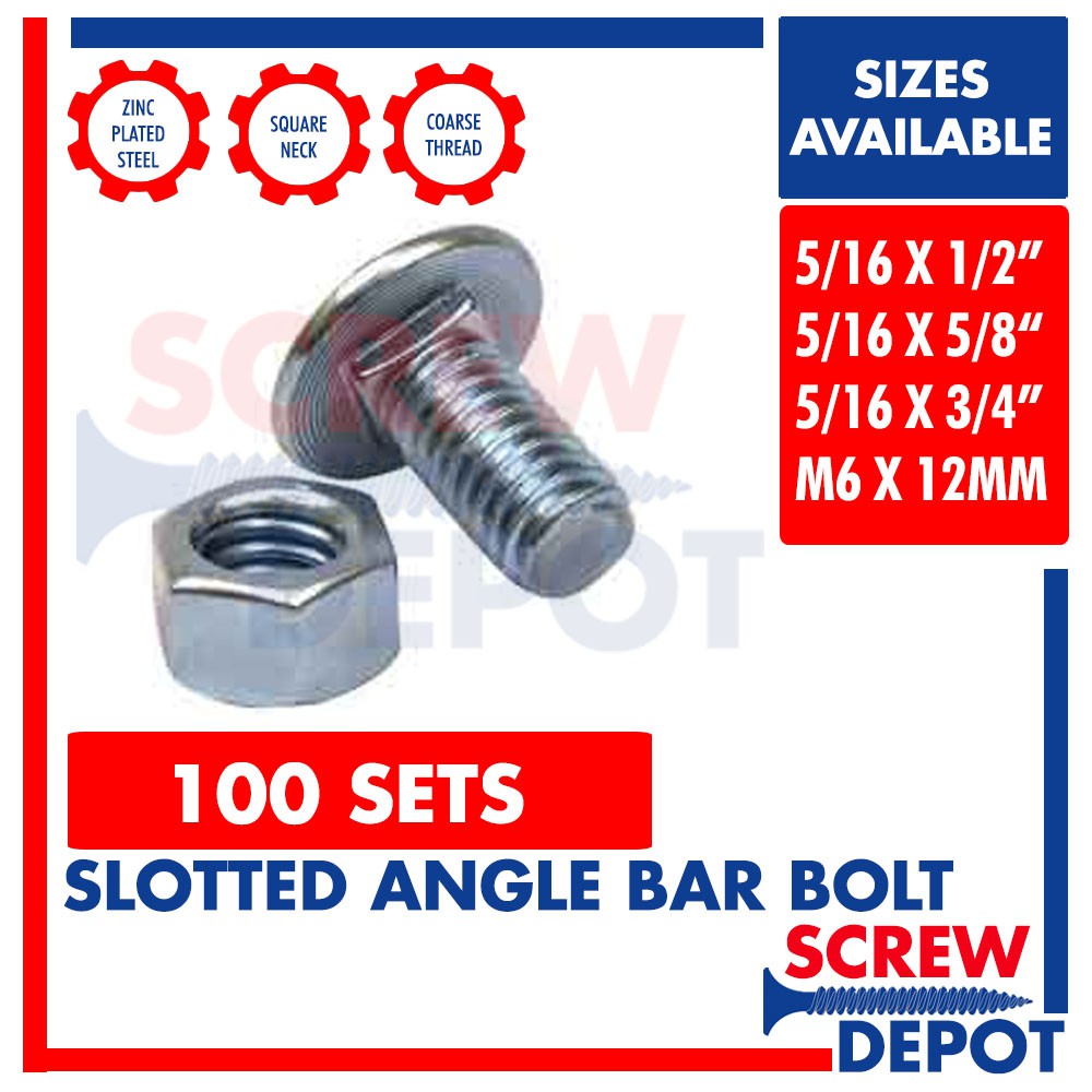 100SETS Bolt and Nut for Slotted Angle Bar / Rack Screw Screw Depot ...