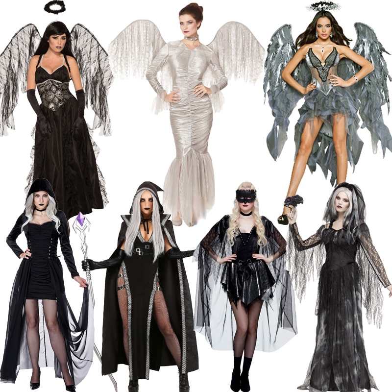 [Performance Uniform] Halloween Costume Adult Witch Horror Demon Black ...