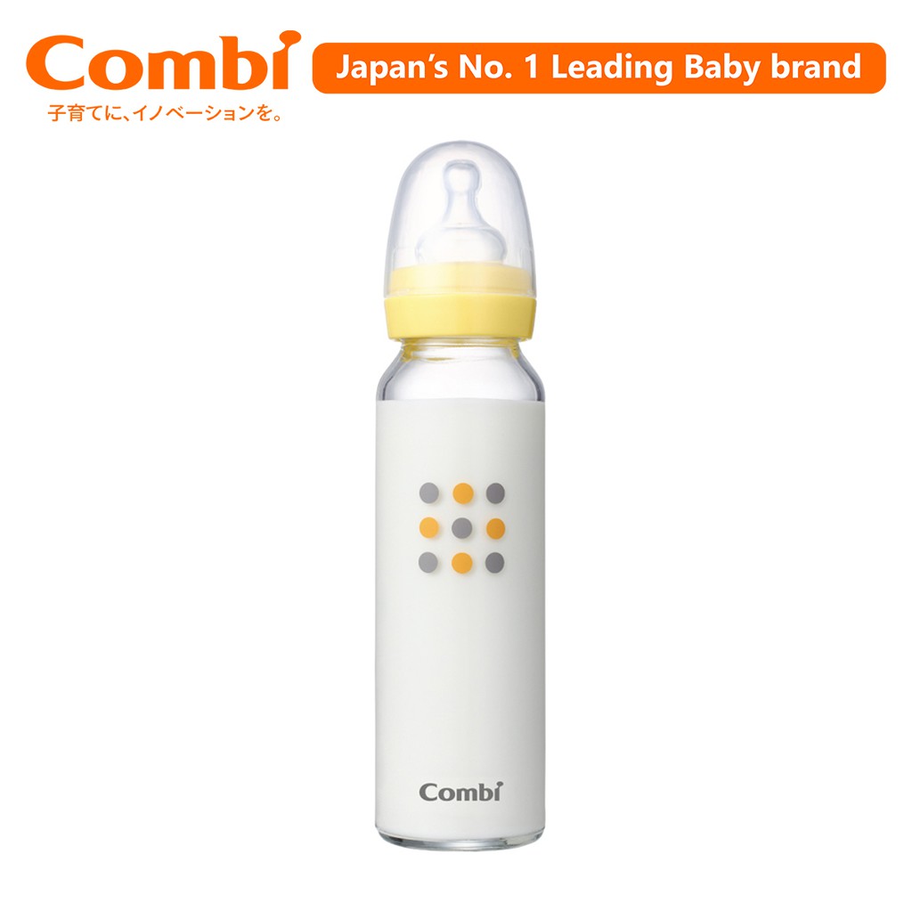 Combi Glass Feeding Bottle w/ 3 Hole Teat/240ml Yellow | Shopee Philippines