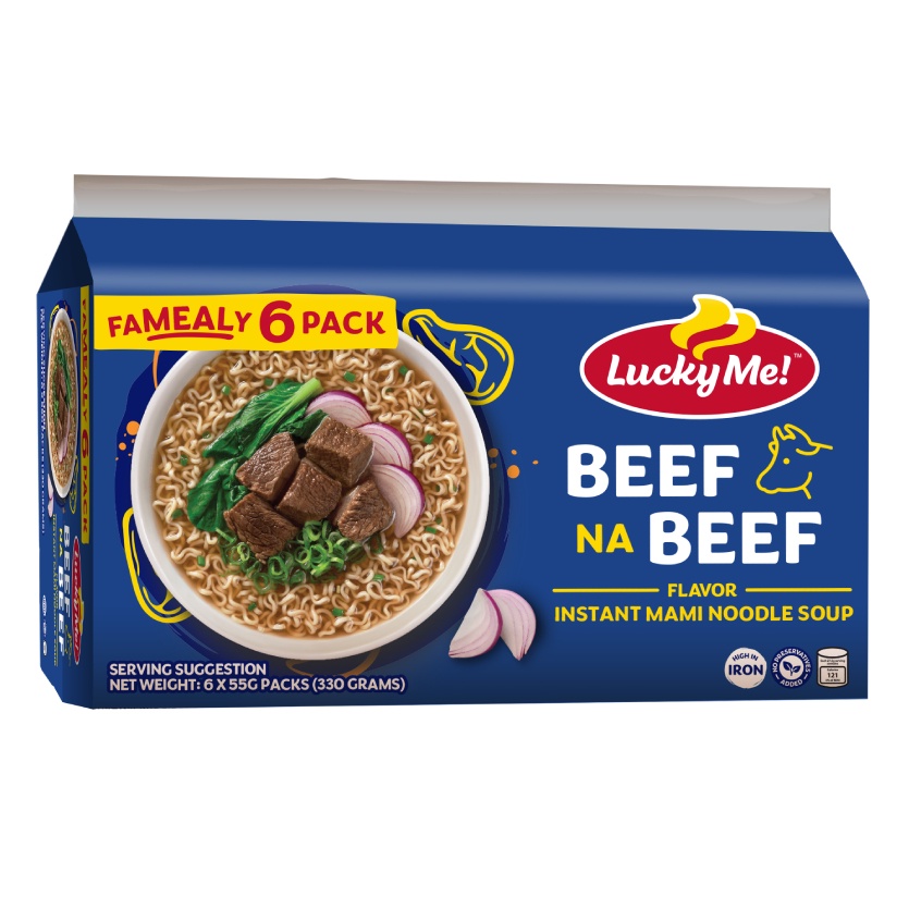 Lucky Me! Instant Noodle Soup Beef na Beef Multipack 55g 6 Pieces | Shopee Philippines