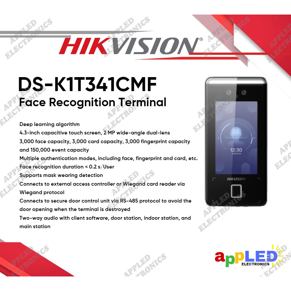 Hikvision DS-K1T341CMF Face Recognition Terminal with Access Control ...