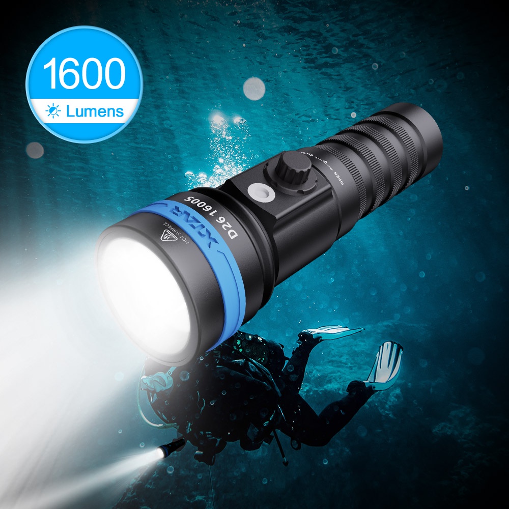 XTAR D26 1600S Scuba Diving Flashlight Underwater 100 Meter(NO Battery and charger included only ...