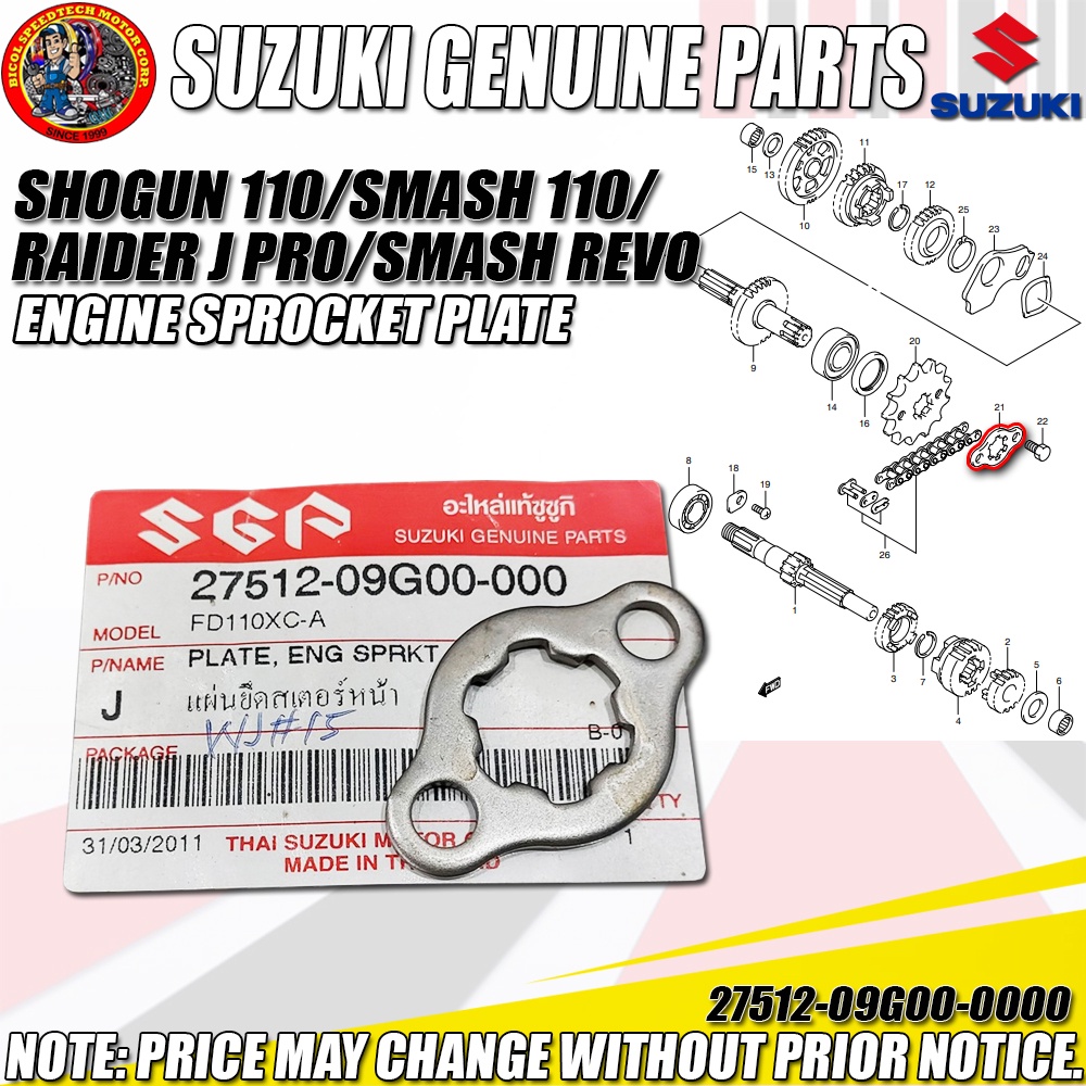 SHOGUN 110/SMASH 110/RAIDER J PRO/SMASH REVO ENGINE SPROCKET PLATE (SGP ...
