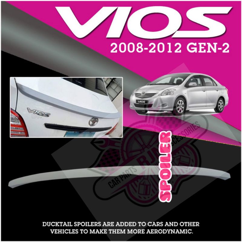 Spoiler for Vios Gen 2 2008 2009 2010 2011 2012(No paint plastic no drill)(ducktail) | Shopee ...