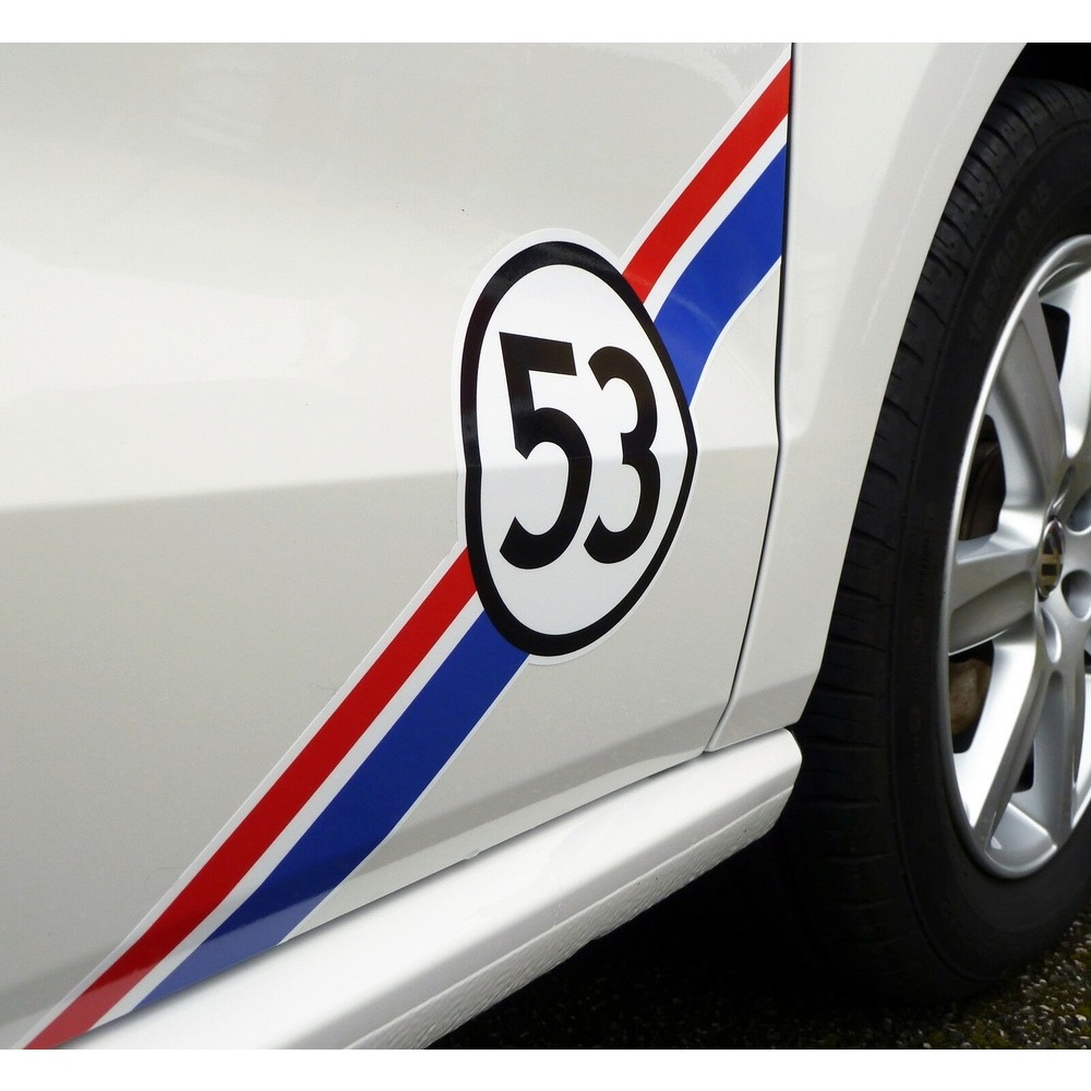1Pair VW HERBIE '53' flash sticker set decals Golf Beetle Polo Camper ...