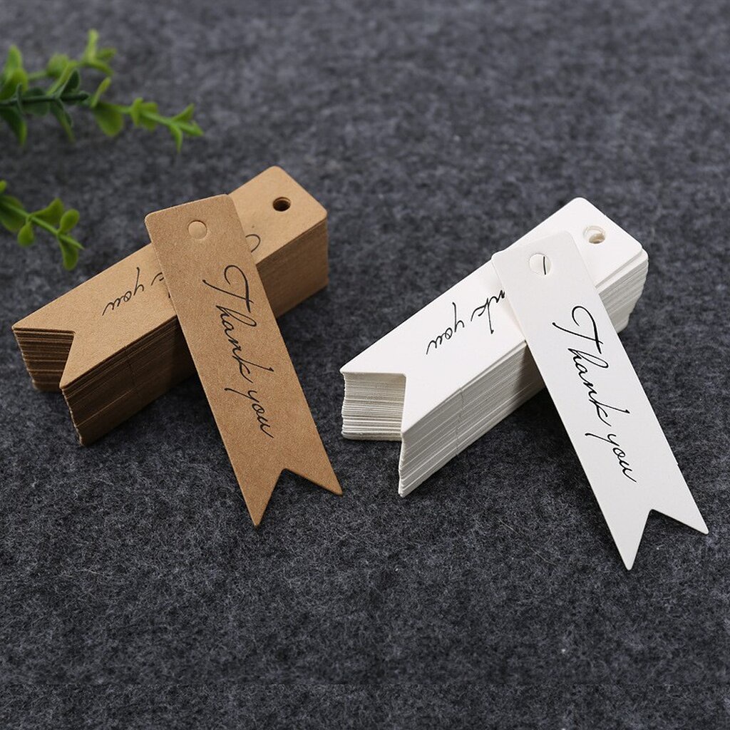 Label Tag Ribbon Shape Thank you Paper Brown/White | Shopee Philippines