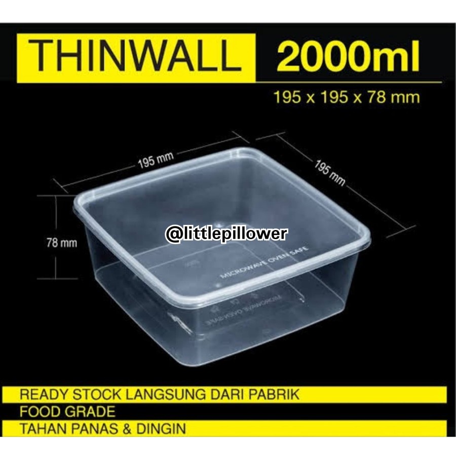 Lpd (25PCS CONTENTS - 2000ml box) Thinwall 2000ml/plastic lunch box/lunch box/salad box | Shopee ...