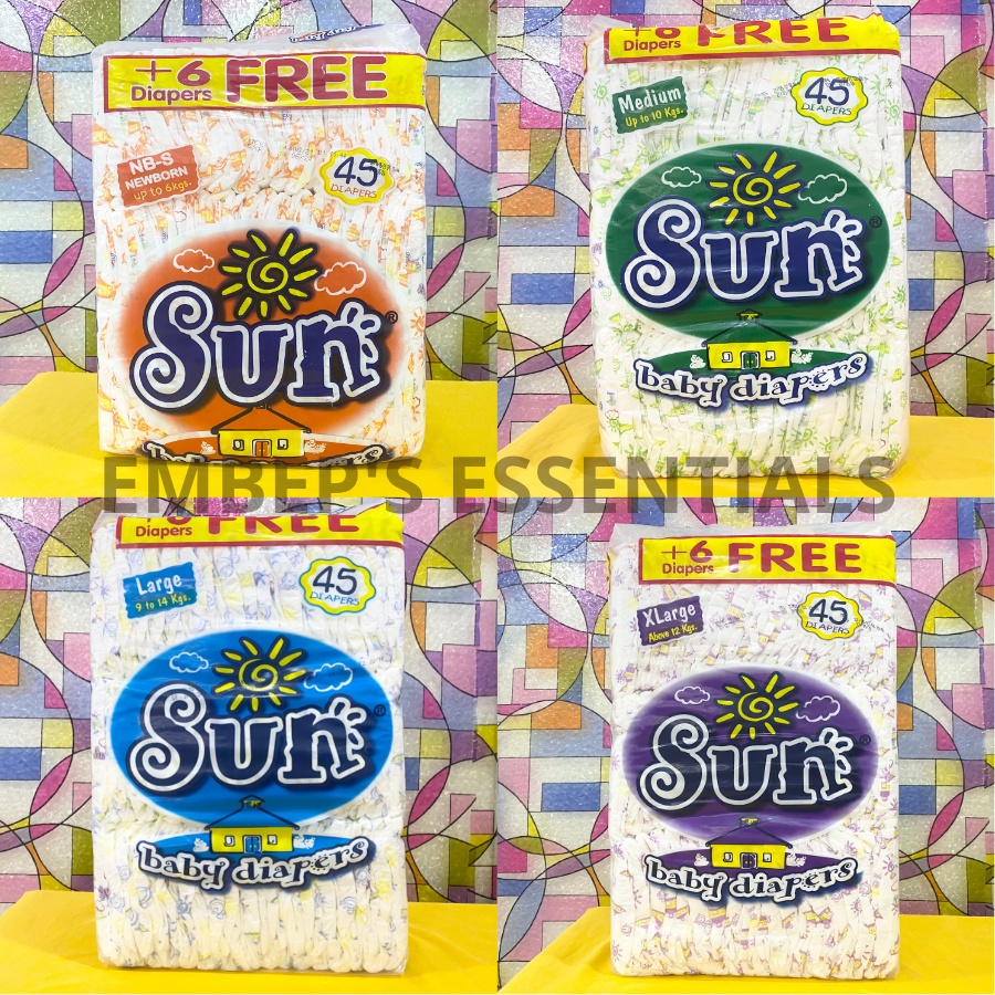 Sun Baby Diapers (45 diapers + 6 Free) | Shopee Philippines