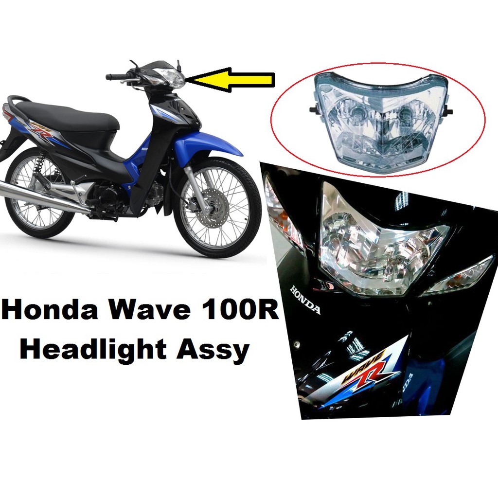 HONDA WAVE 100R Headlight Assy with Bulb Lights | Shopee Philippines