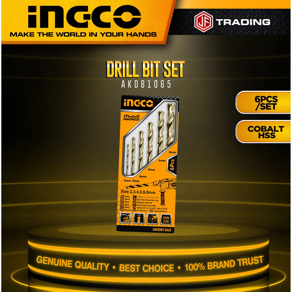INGCO 6pcs Cobalt HSS drill bit Set 2mm-8mm AKDB1065♦JF TRADING♦ ...