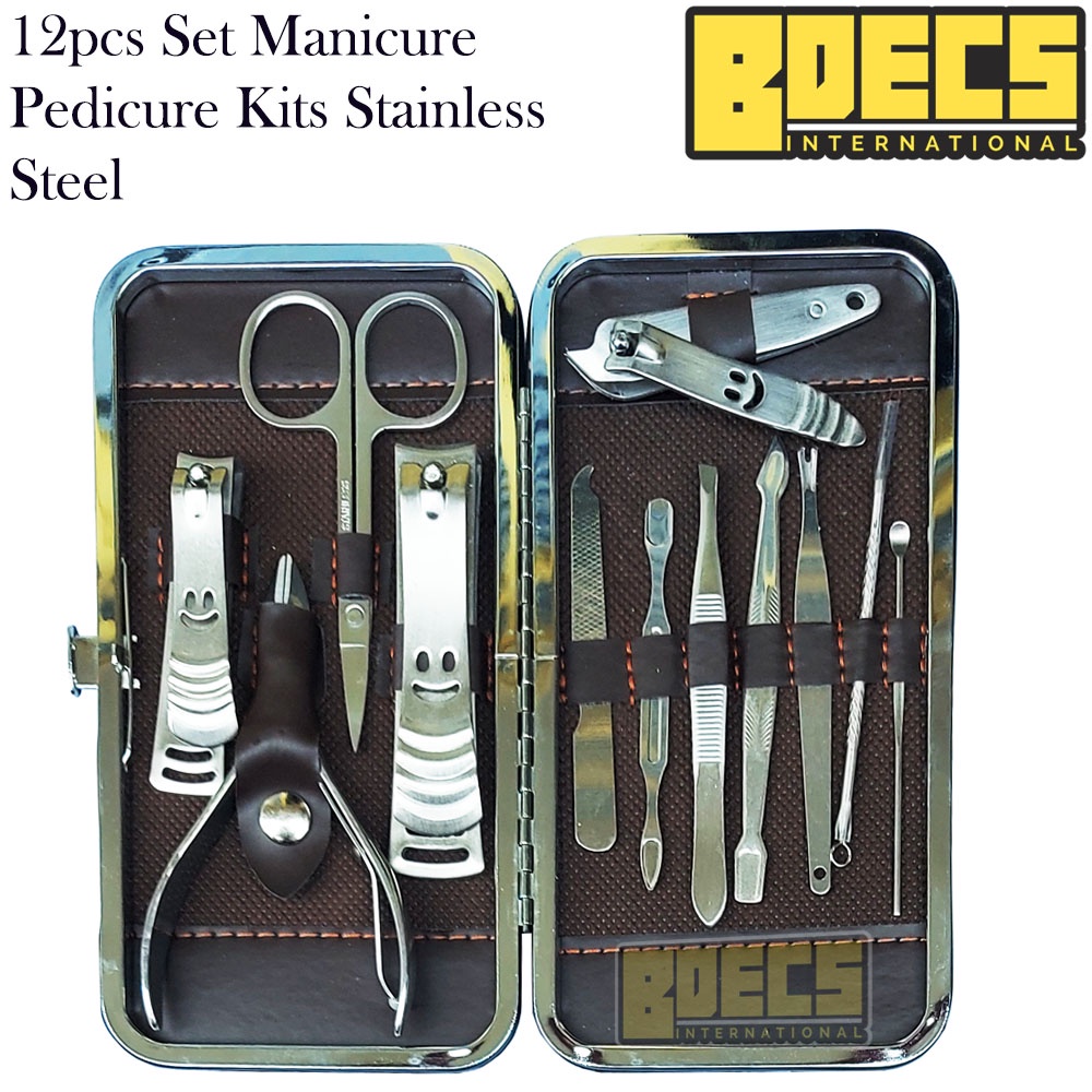 High Class Manicure Pedicure Kits 12pcs Set Stainless Steel Big Size ...