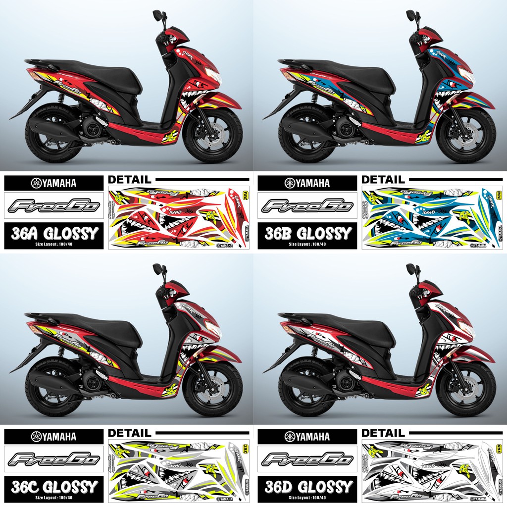 Yamaha Freego Striping Decal Sticker Shark Glossy Variation AR-36 ...