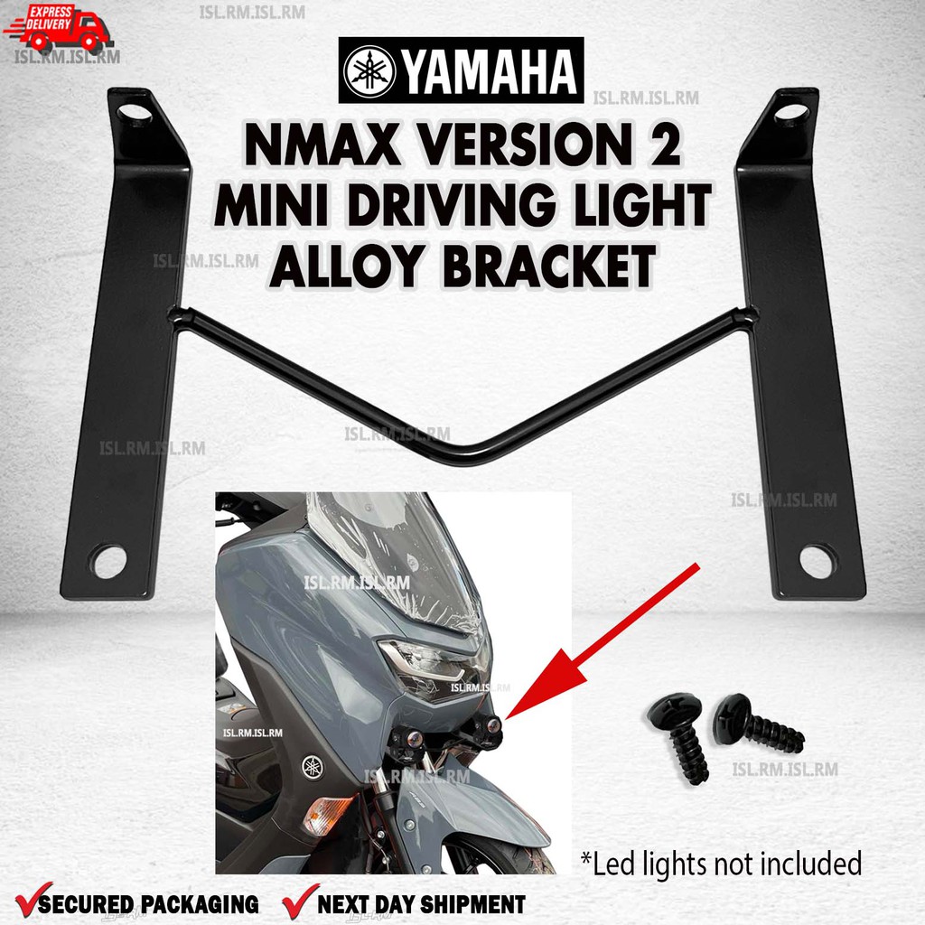 Yamaha NMAX v2 Mini Driving light ALLOY BRACKET with bolts Black Plug ...