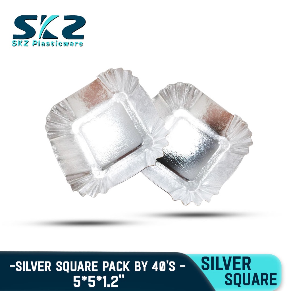DISPOSABLE SILVER LAMINATED SQUARE PLATE 5" PACK BY 40'S | Shopee ...