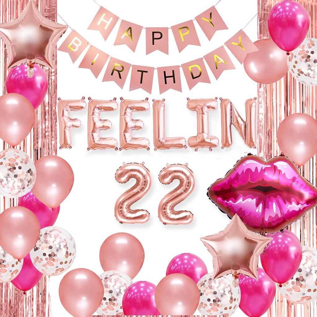 Joymemo 22nd Birthday Decorations Rose Gold Feelin 22 Balloons Happy