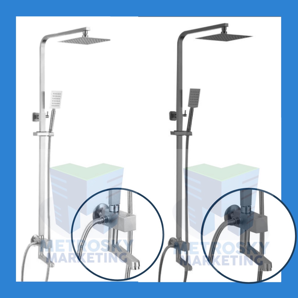 Stainless/ Matte Black Single Shower Set (1805) (Option: for Single ...