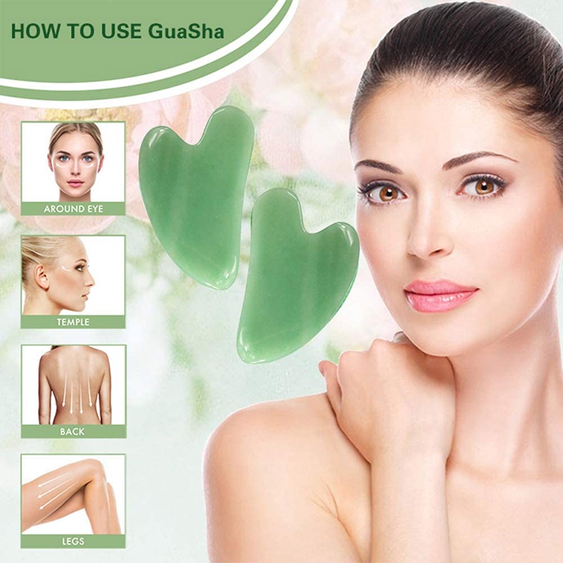 Apink-Natural Jade Stone Gua Sha Board SPA Acupuncture Therapy Trigger ...